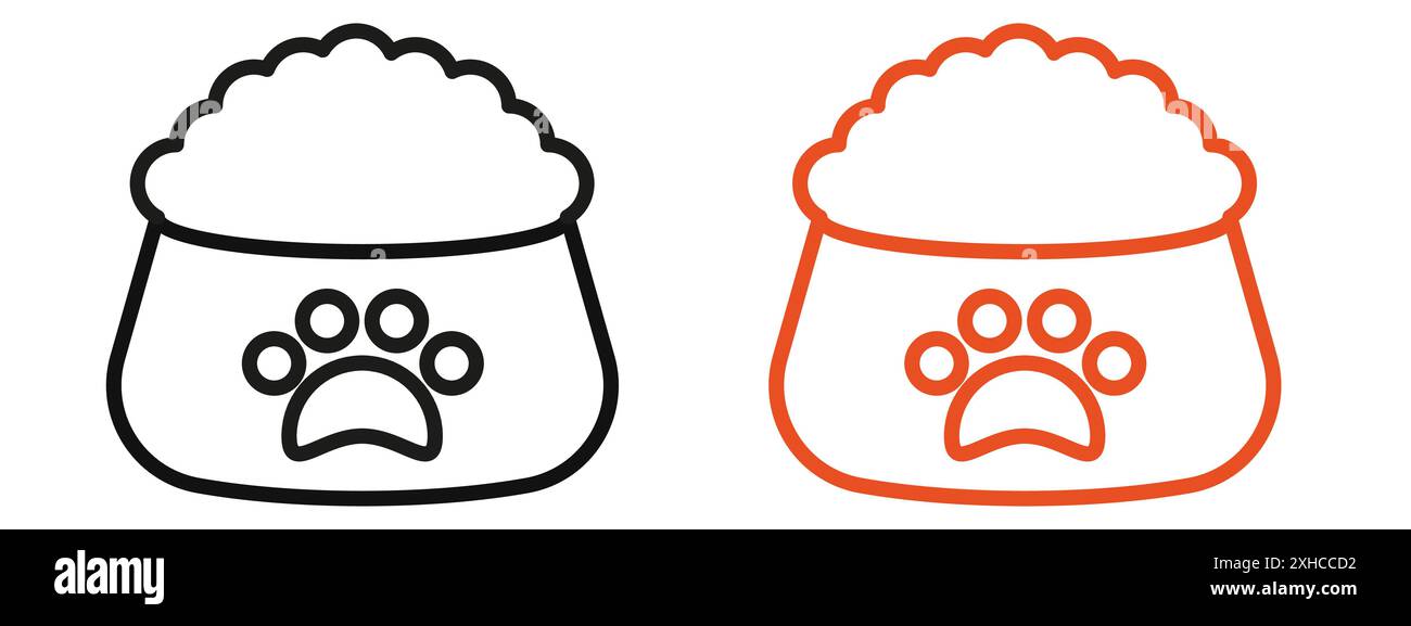 Dog feeding icon Vector symbol or sign set collection in black and ...