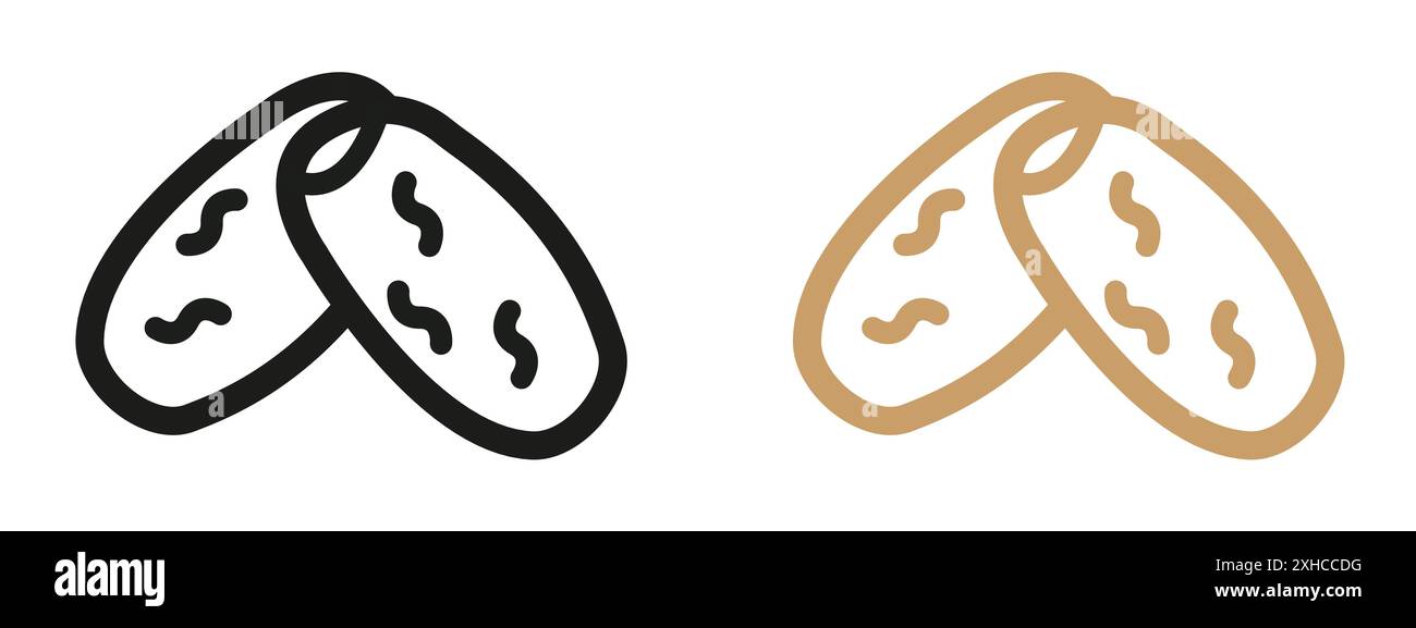 Date fruit icon Vector symbol or sign set collection in black and white ...