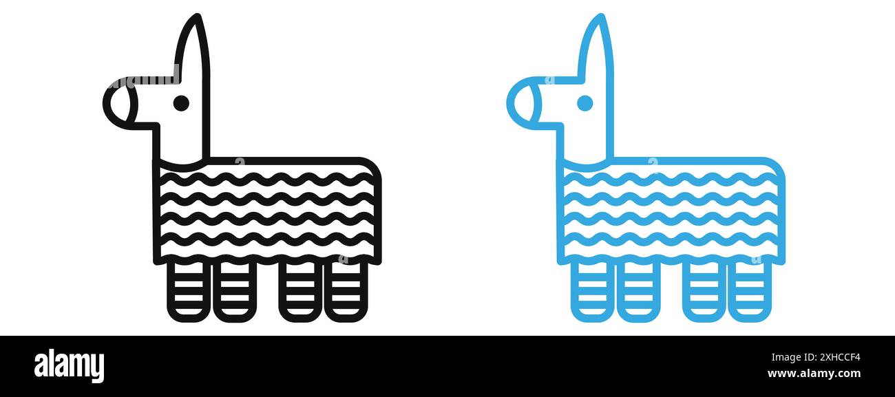 Donkey pinata icon Vector symbol or sign set collection in black and ...