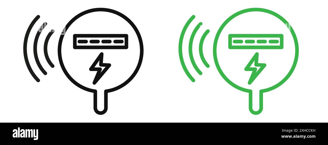 electric meter icon Vector symbol or sign set collection in black and ...