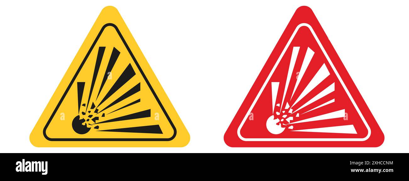 Explosive materials hazard sign Vector symbol or sign set collection in ...