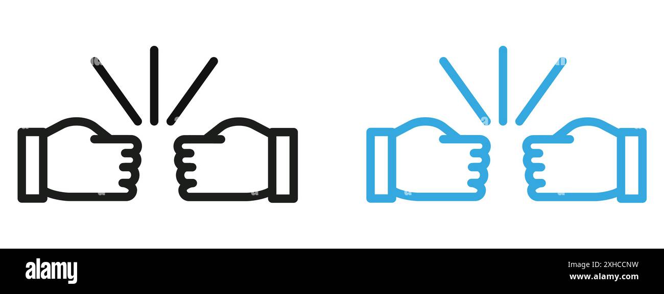 Fist bump icon Vector symbol or sign set collection in black and white ...