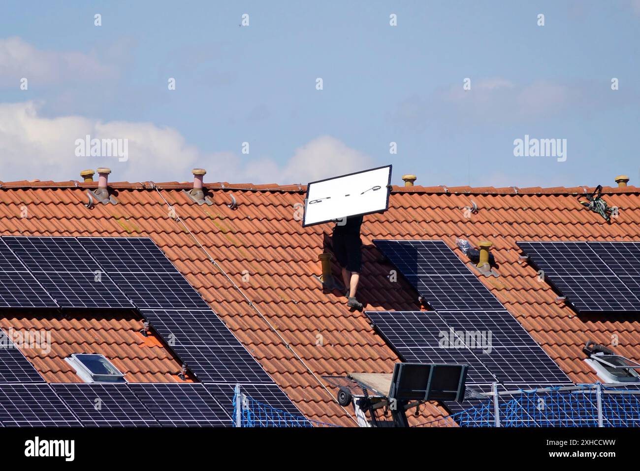 Installation of a solar system, Sommer, Germany Stock Photo - Alamy
