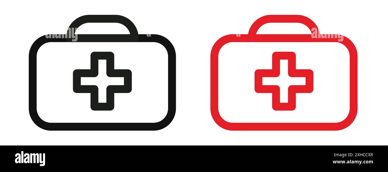 First aid box icon Vector symbol or sign set collection in black and ...