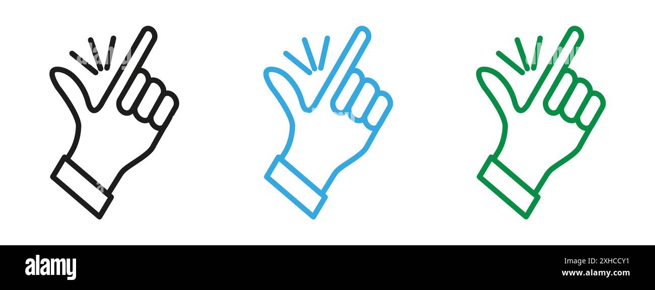 Finger snapping icon Vector symbol or sign set collection in black and ...