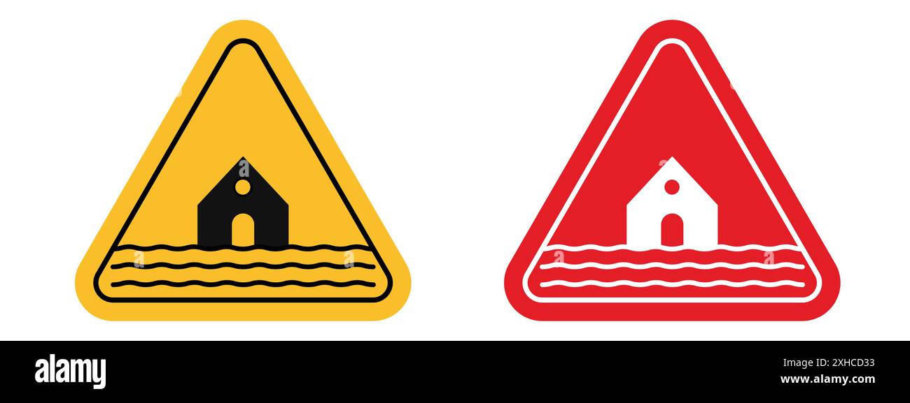 Flood disaster sign Vector symbol or sign set collection in black and ...