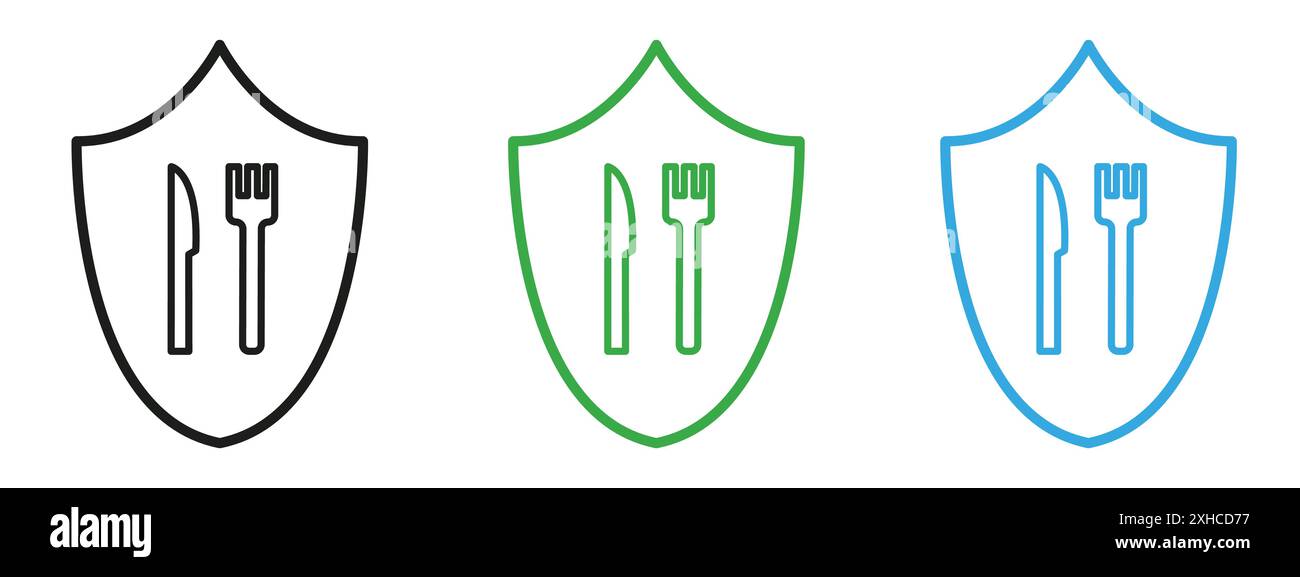 Food safety icon Vector symbol or sign set collection in black and ...