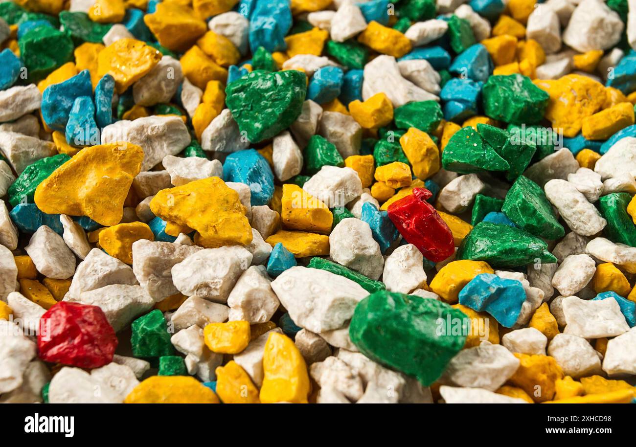 Colored crushed stone, for landscape design, background, close-up, mix ...