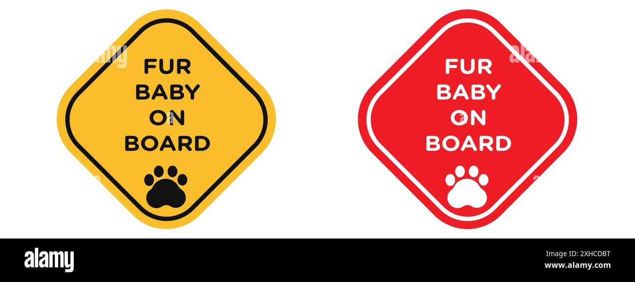 Fur baby on board sign Vector symbol or sign set collection in black ...