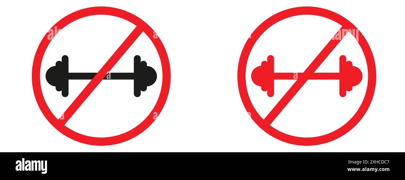Forbidden barbell sign Vector symbol or sign set collection in black ...