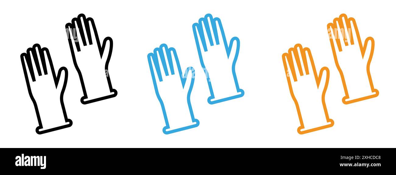 Gloves icon Vector symbol or sign set collection in black and white ...