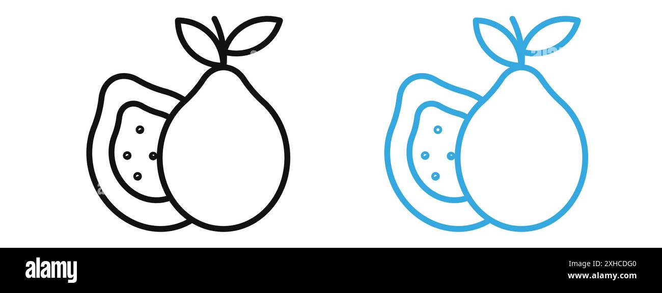 Guava icon Vector symbol or sign set collection in black and white ...