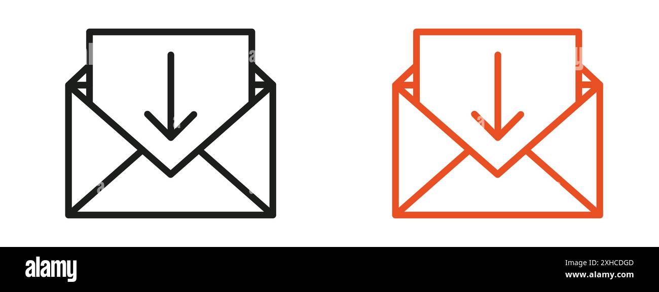 Inbox icon Vector symbol or sign set collection in black and white outline Stock Vector Image ...