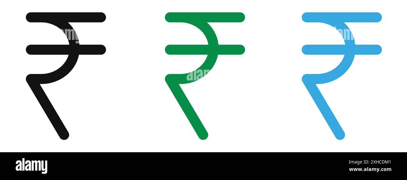 Indian rupee icon Vector symbol or sign set collection in black and ...