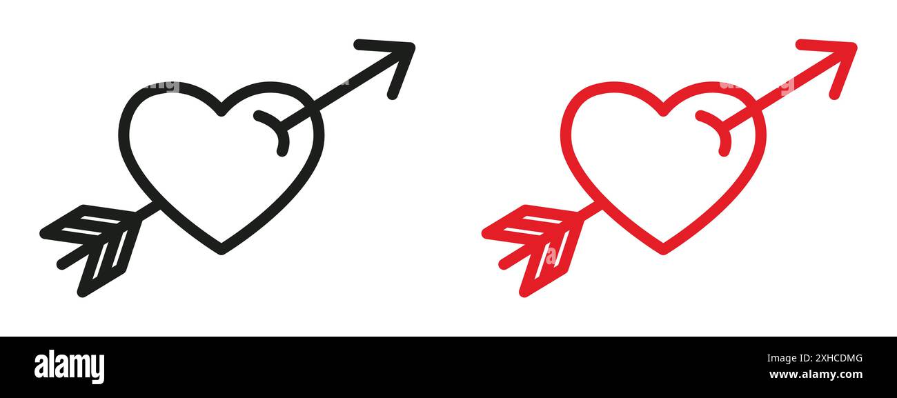 Heart with arrow icon Vector symbol or sign set collection in black and ...