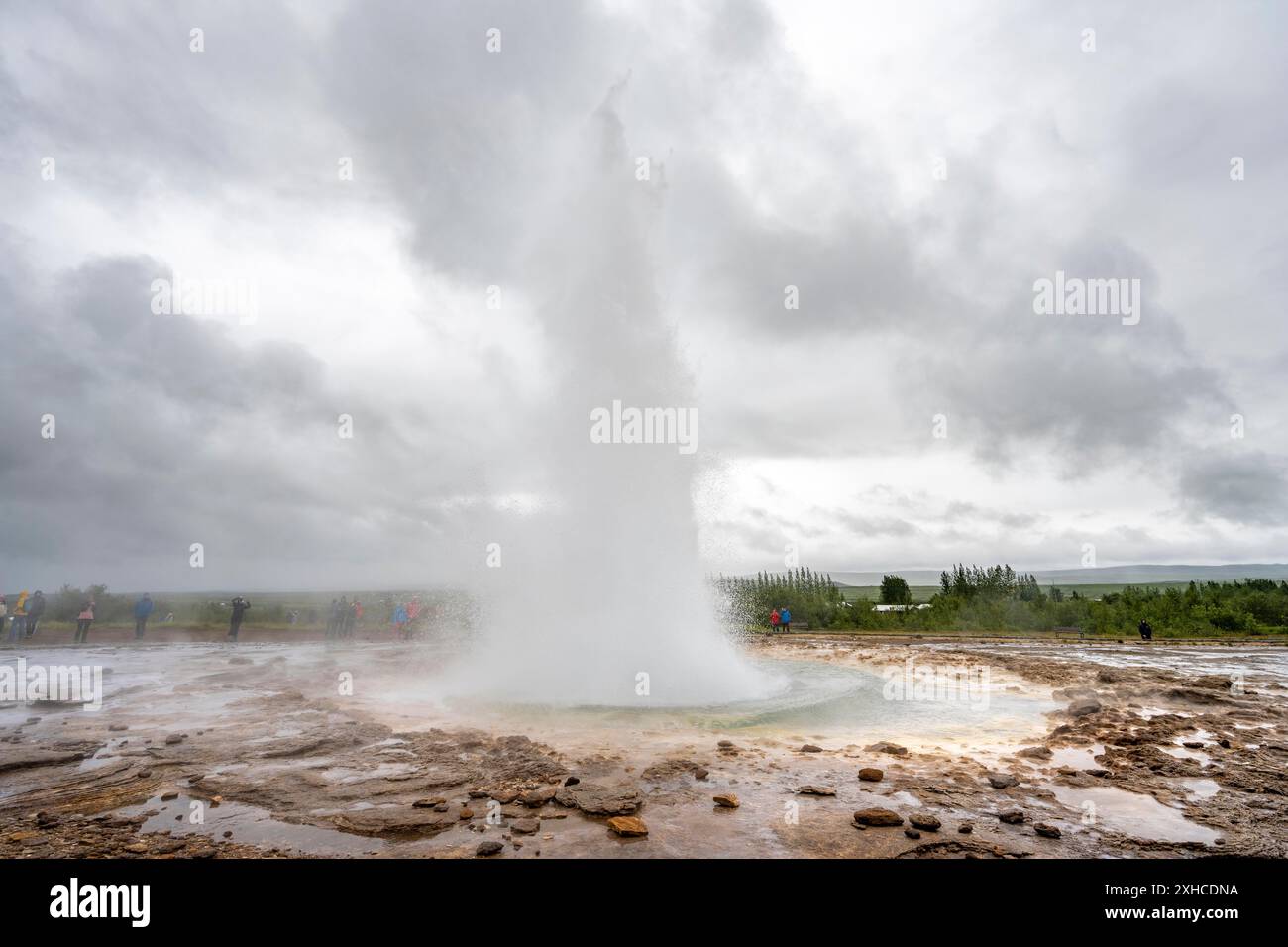 Eruption of the Strokkur geyser, Haukadalur geothermal field, Golden ...