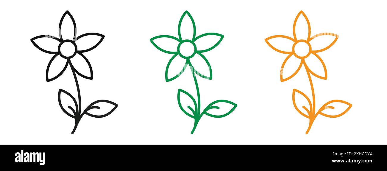Jasmine icon Vector symbol or sign set collection in black and white ...