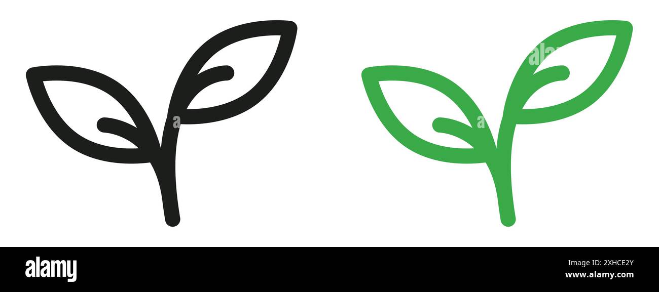 Leafs icon Vector symbol or sign set collection in black and white ...