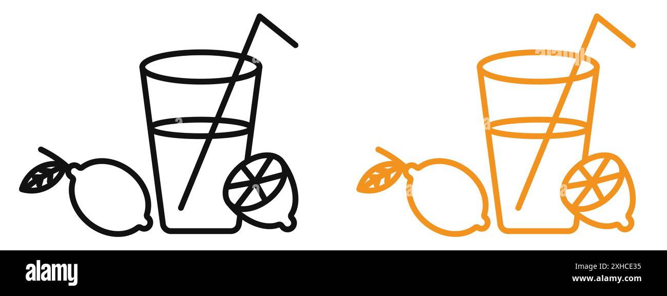 Lemonade icon Vector symbol or sign set collection in black and white ...