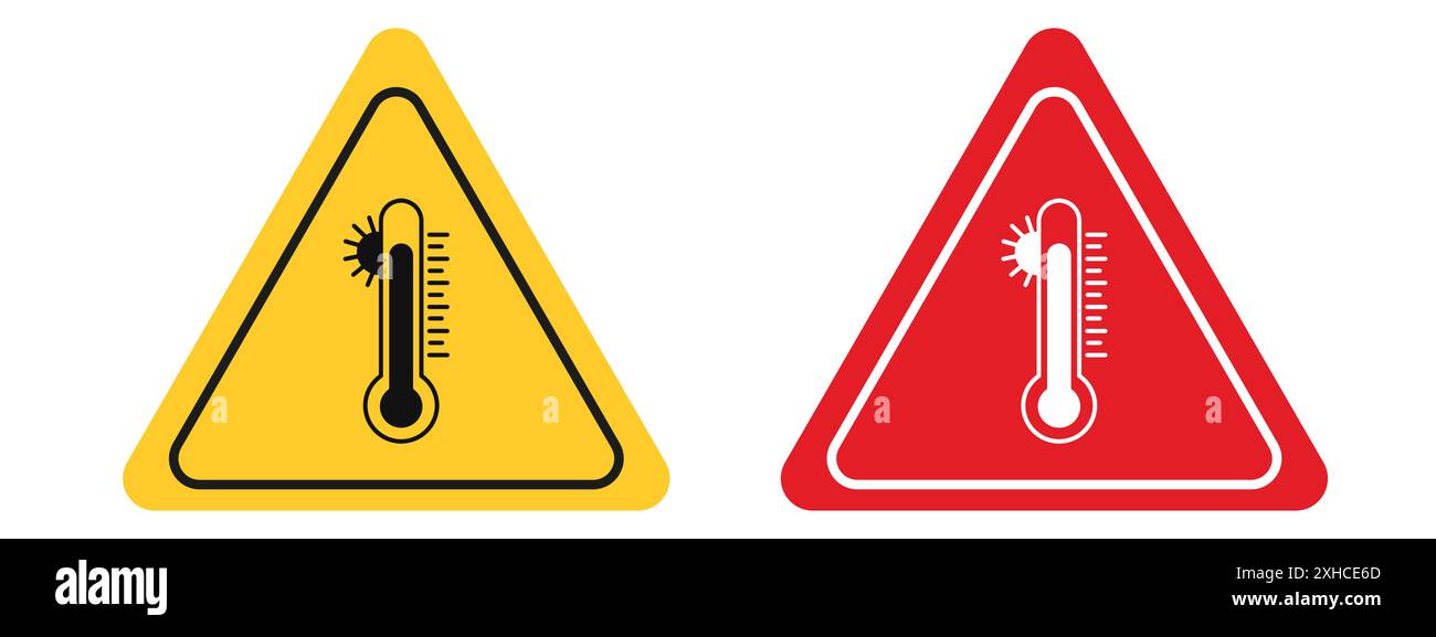 High temperature warning sign Vector symbol or sign set collection in ...