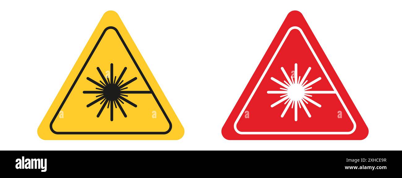 Laser warning icon Vector symbol or sign set collection in black and ...