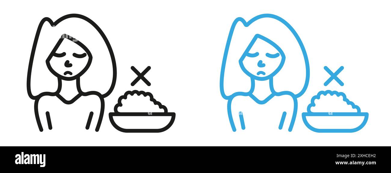 Lack of appetite icon Vector symbol or sign set collection in black and ...