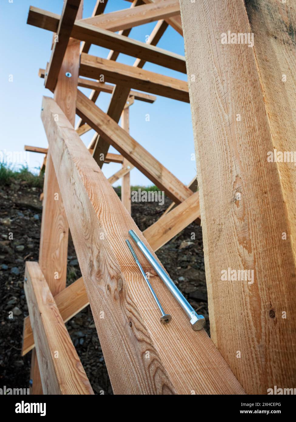 Wood construction for platform Stock Photo - Alamy