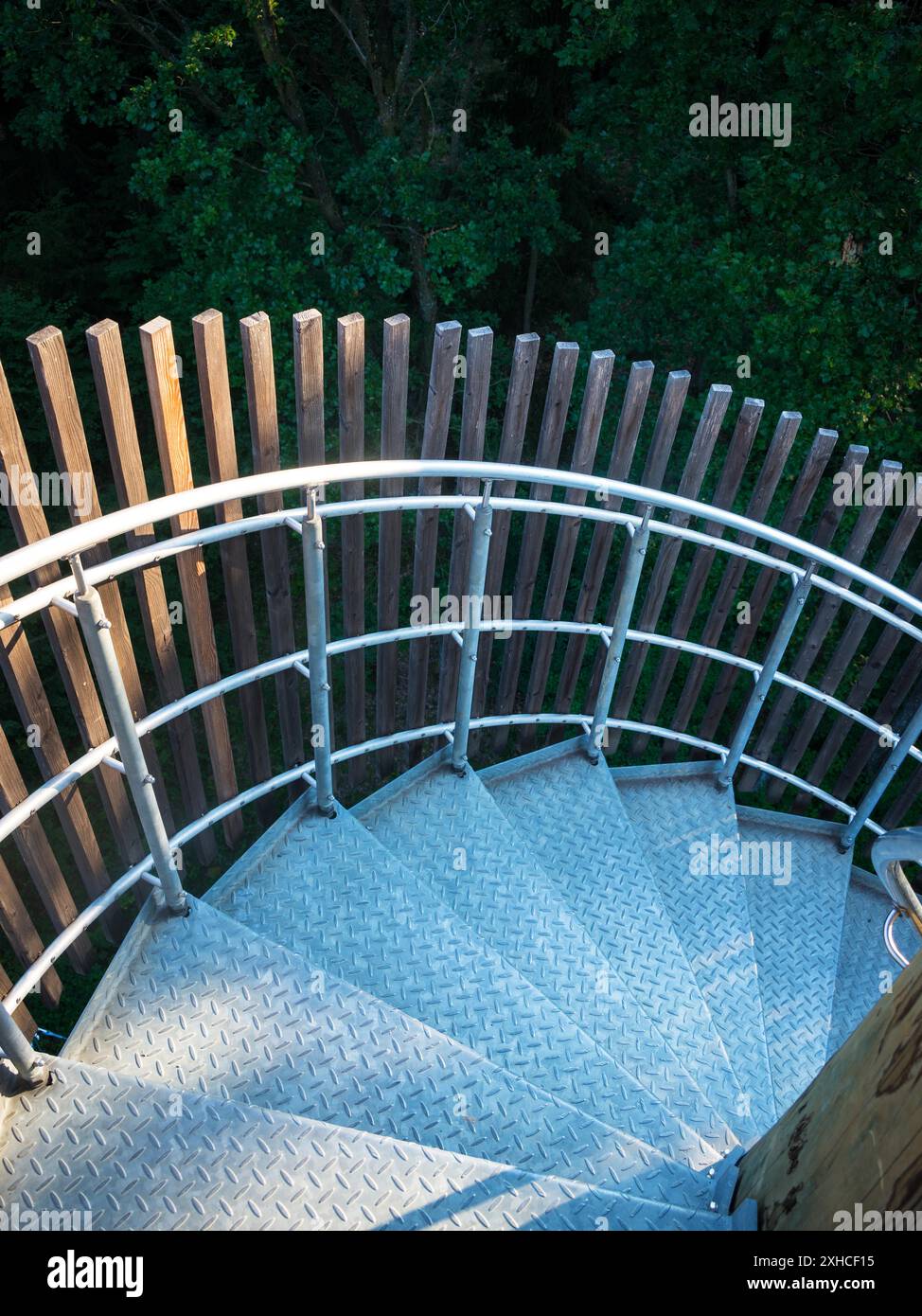 Steps and handrail of a staircase on a view tower Stock Photo - Alamy