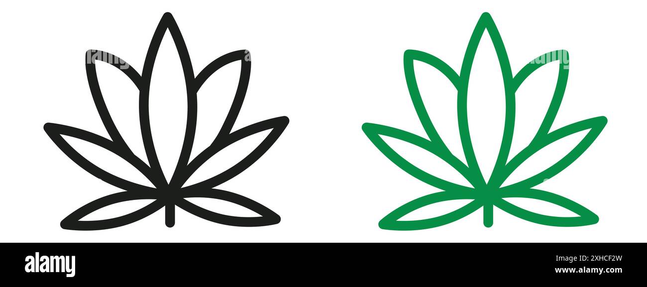 Marijuana icon Vector symbol or sign set collection in black and white ...