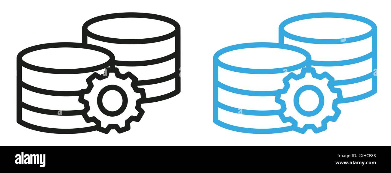 Master Data Icon Vector Symbol Or Sign Set Collection In Black And White Outline Stock Vector