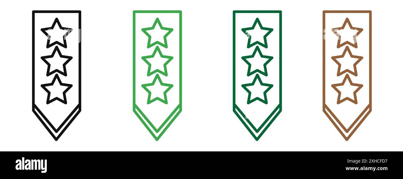 Military rank badge icon Vector symbol or sign set collection in black ...