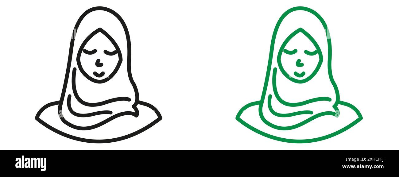 Muslim women icon Vector symbol or sign set collection in black and ...