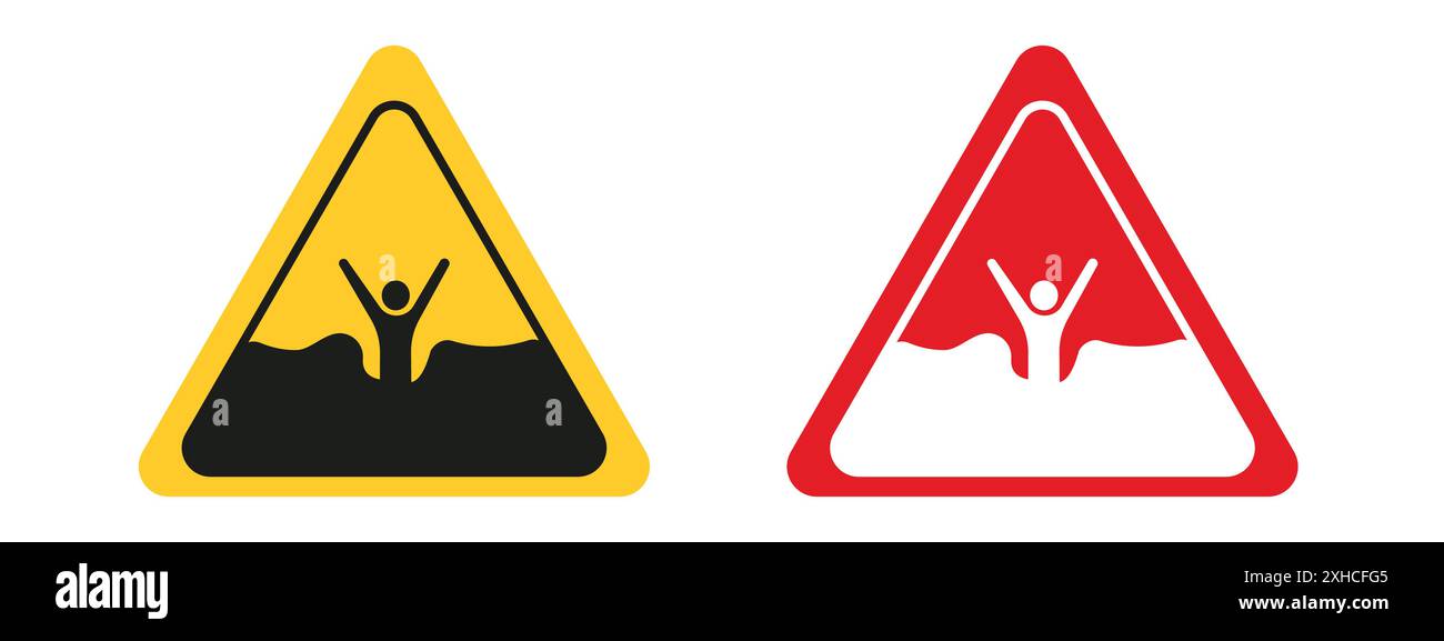Mud warning sign Vector symbol or sign set collection in black and ...