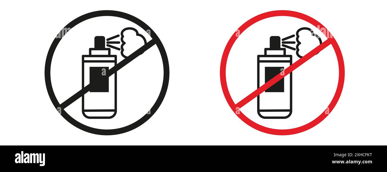 No aerosol spray sign Vector symbol or sign set collection in black and ...