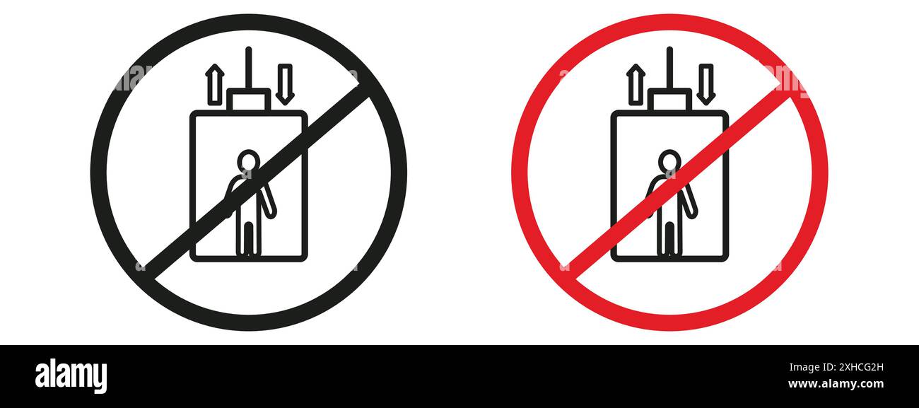 No elevator sign Vector symbol or sign set collection in black and ...