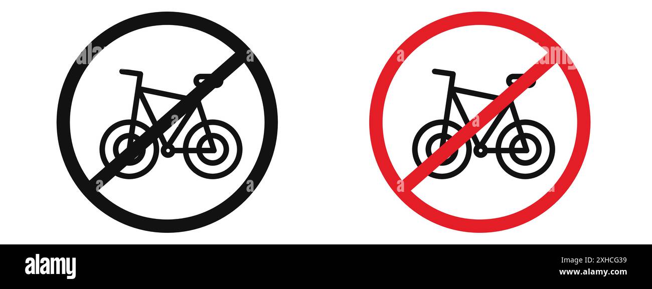 No bicycle sign Vector symbol or sign set collection in black and white ...