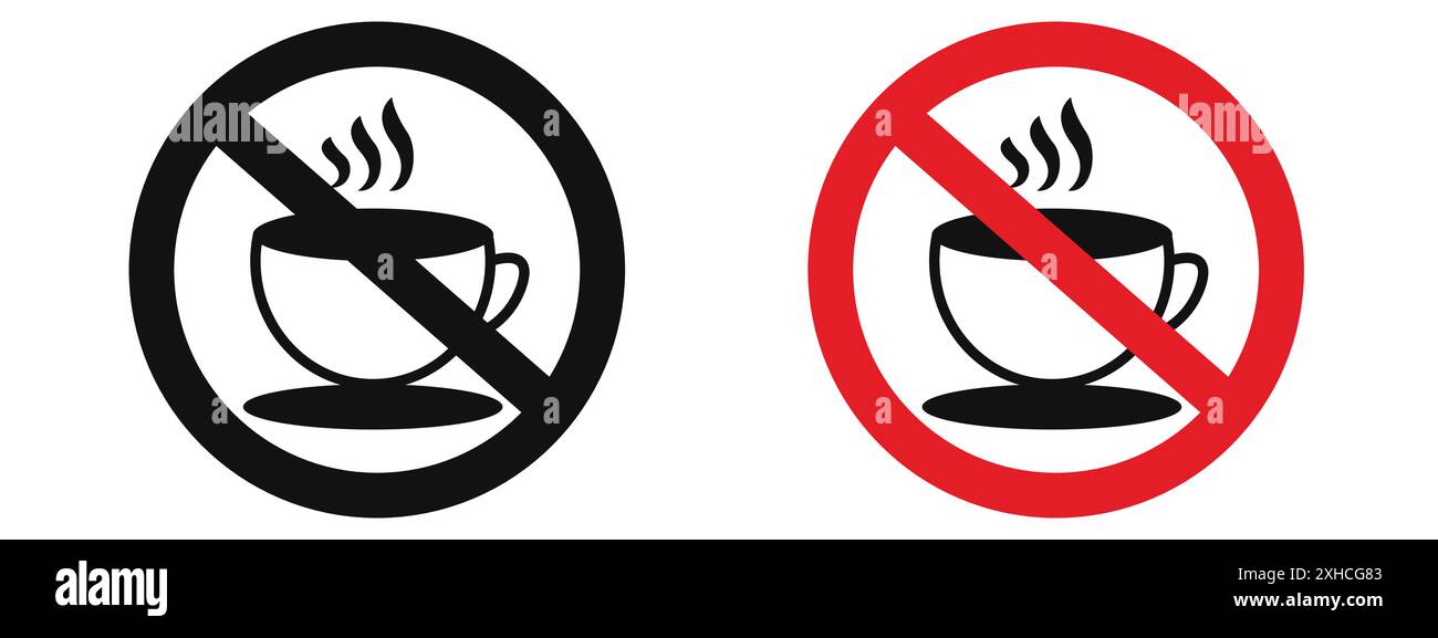 No coffee cup sign Vector symbol or sign set collection in black and ...