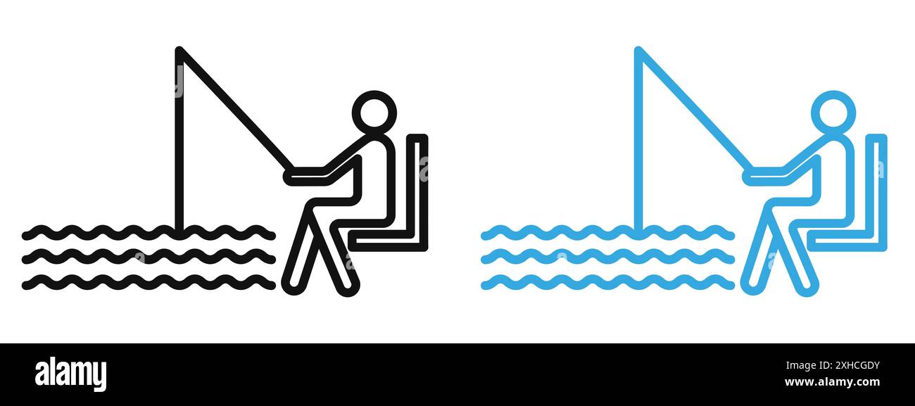 No fishing sign Vector symbol or sign set collection in black and white ...