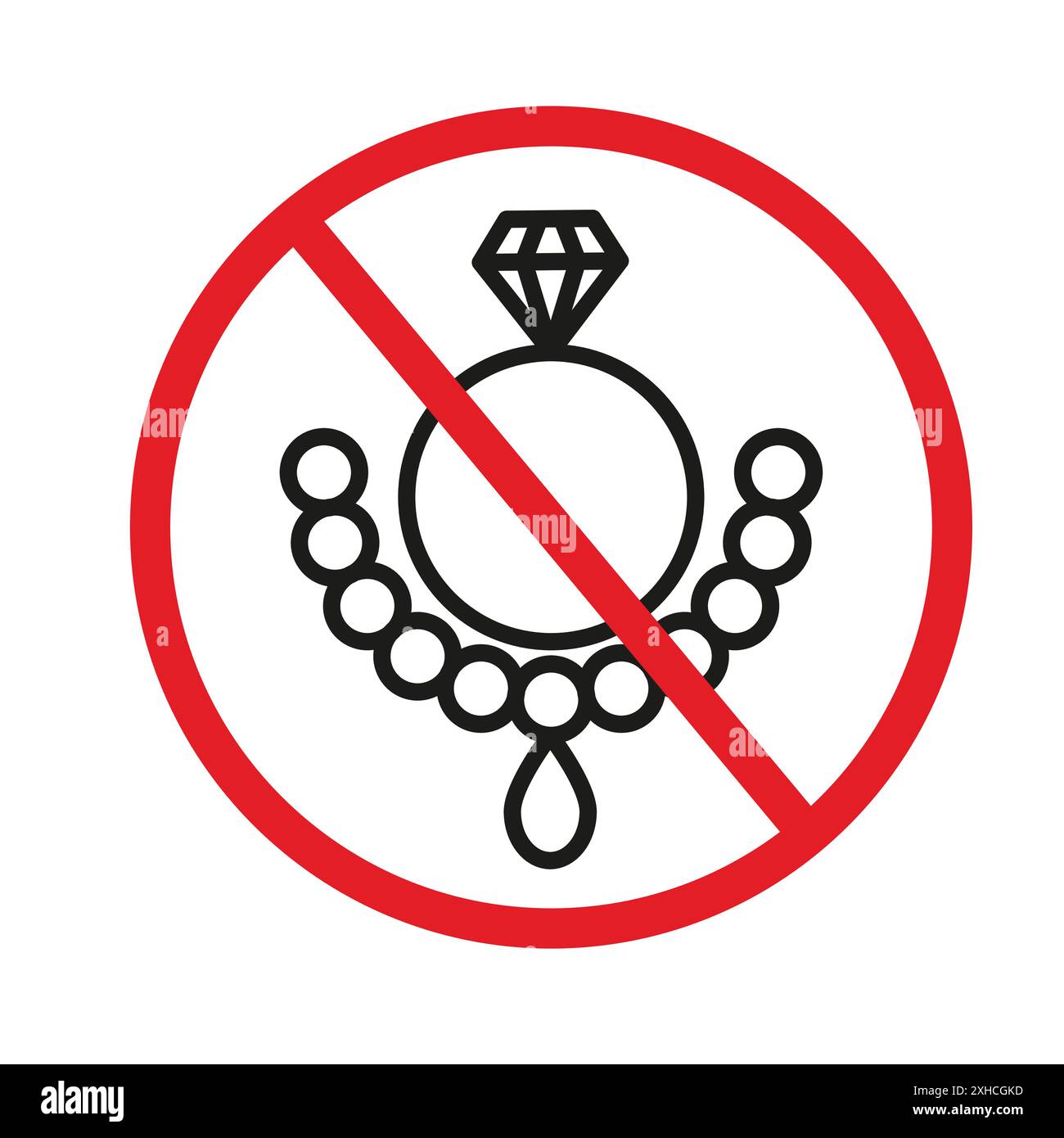 No jewelry sign Vector symbol or sign set collection in black and white ...