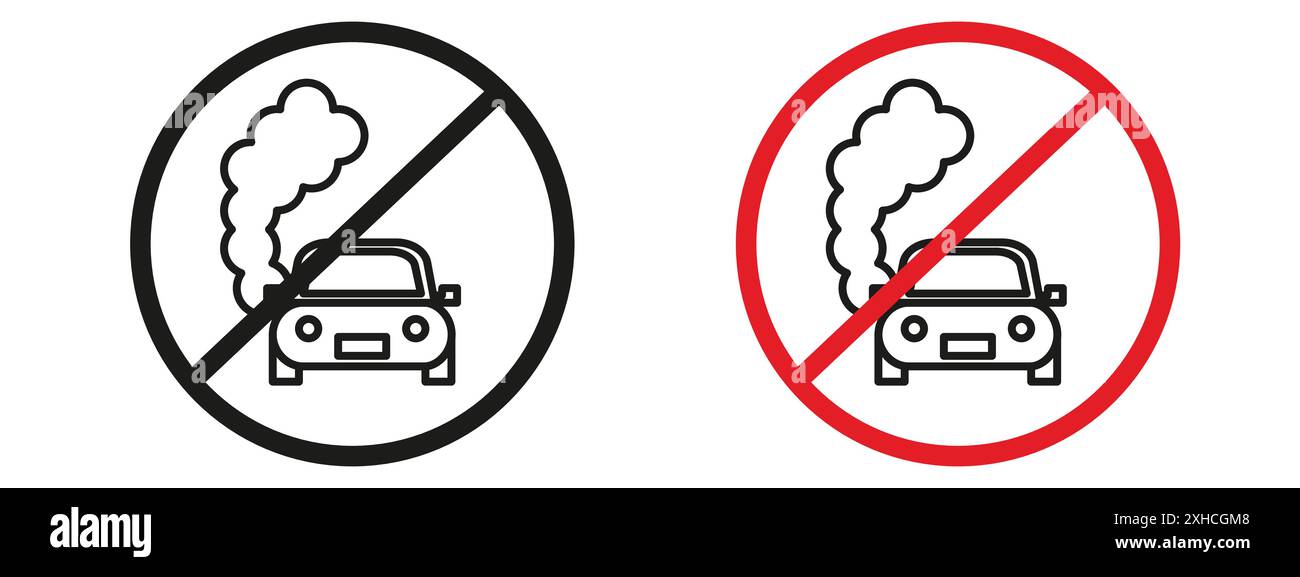No exhaust gases sign Vector symbol or sign set collection in black and ...