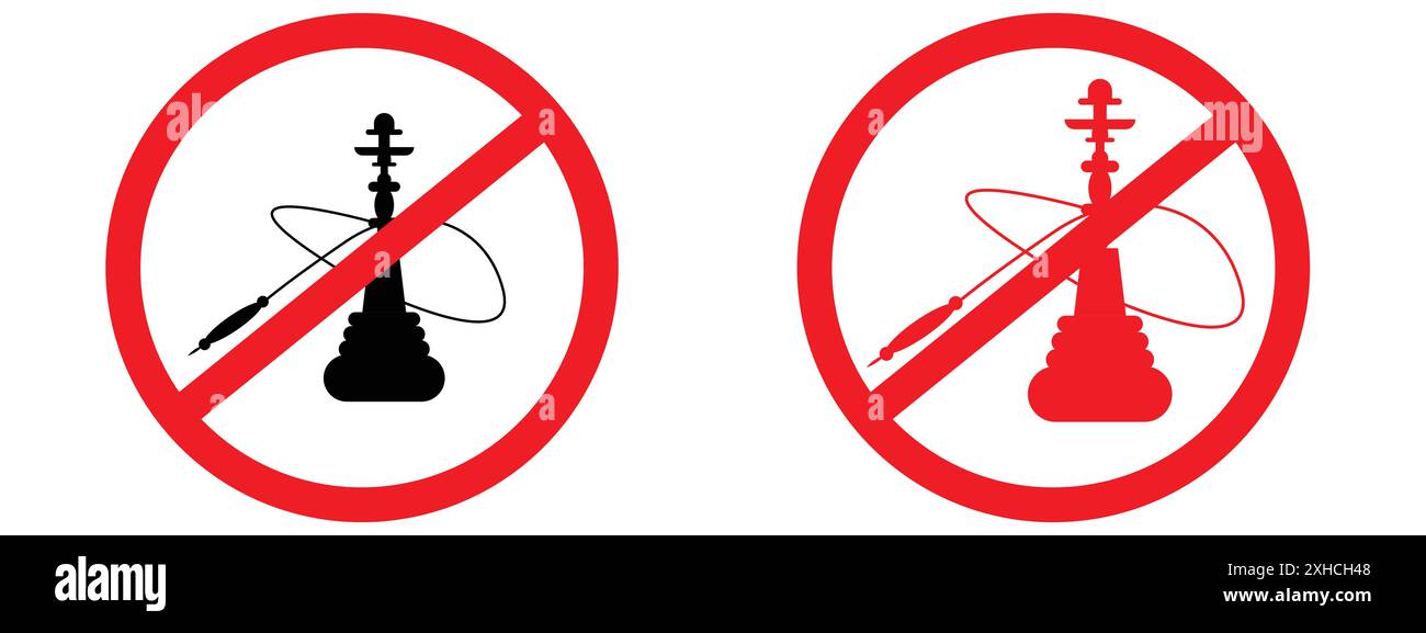 No hookah sign Vector symbol or sign set collection in black and white ...