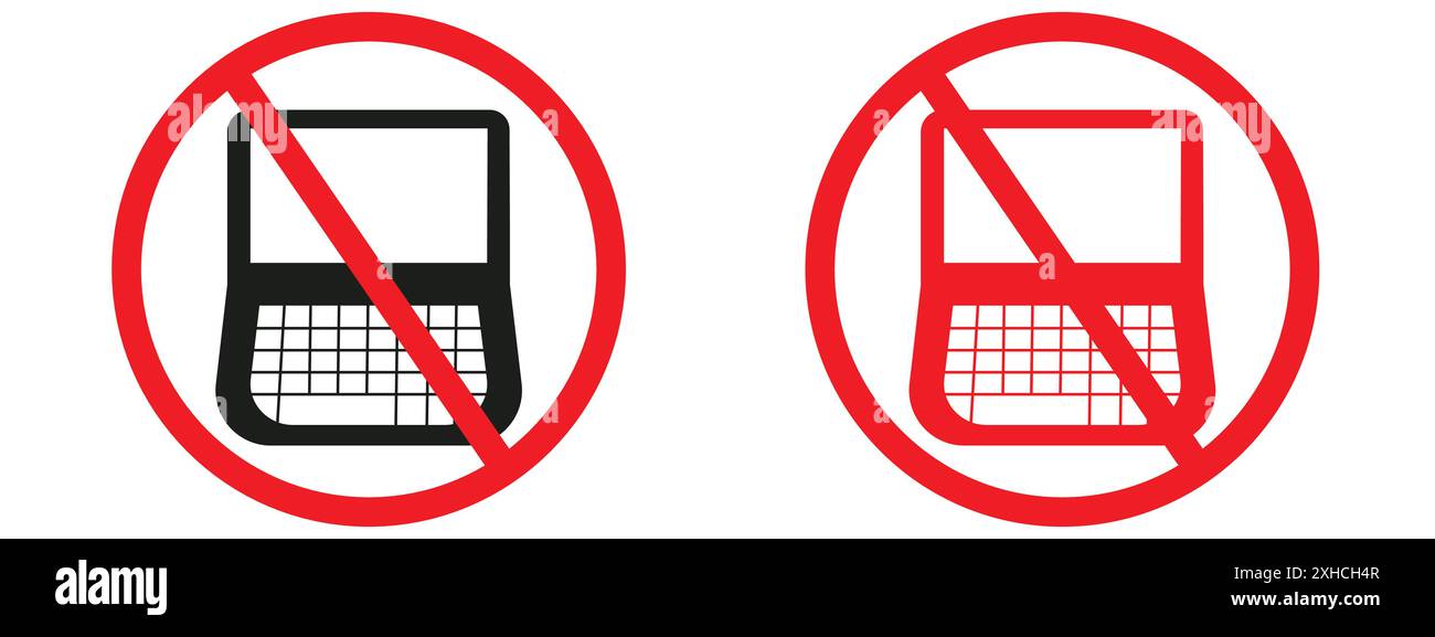 No laptop sign Vector symbol or sign set collection in black and white ...
