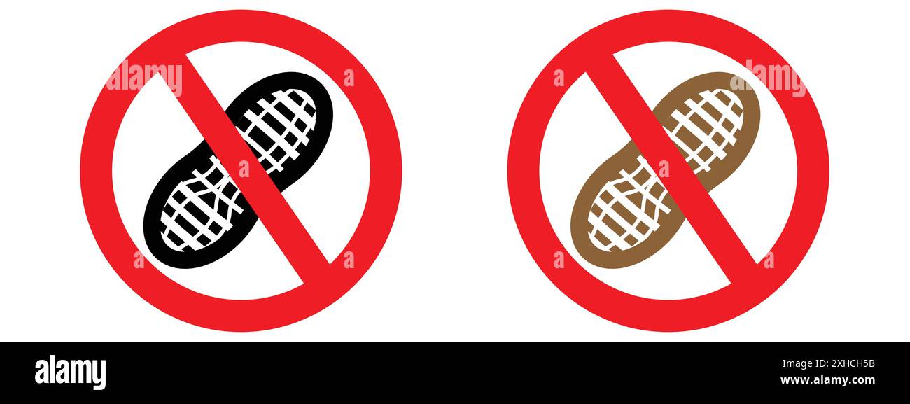 No peanut sign Vector symbol or sign set collection in black and white ...