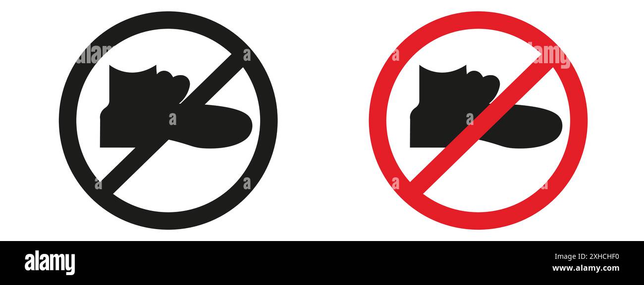 No shoes sign Vector symbol or sign set collection in black and white ...