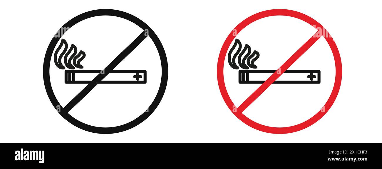 No vaping icon Vector symbol or sign set collection in black and white ...