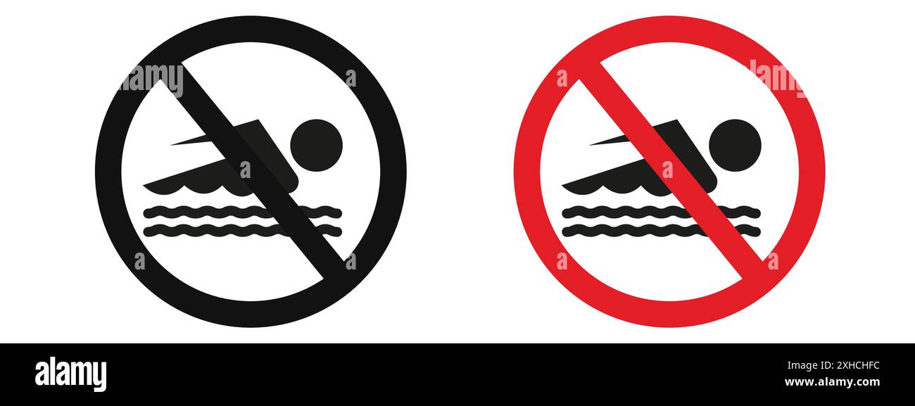 No swimming sign Vector symbol or sign set collection in black and ...