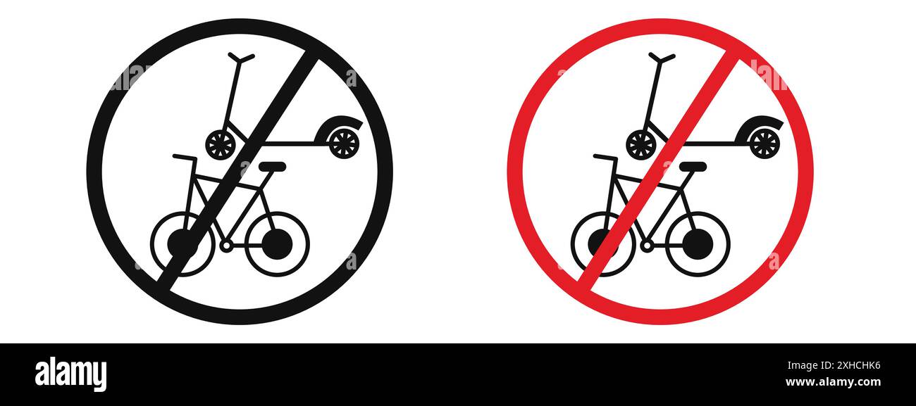 No scooters sign Vector symbol or sign set collection in black and white outline Stock Vector ...