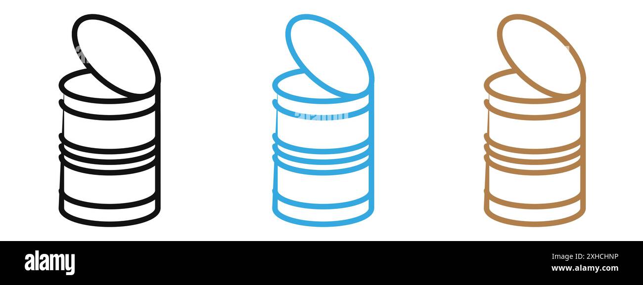 Open tin can icon Vector symbol or sign set collection in black and ...