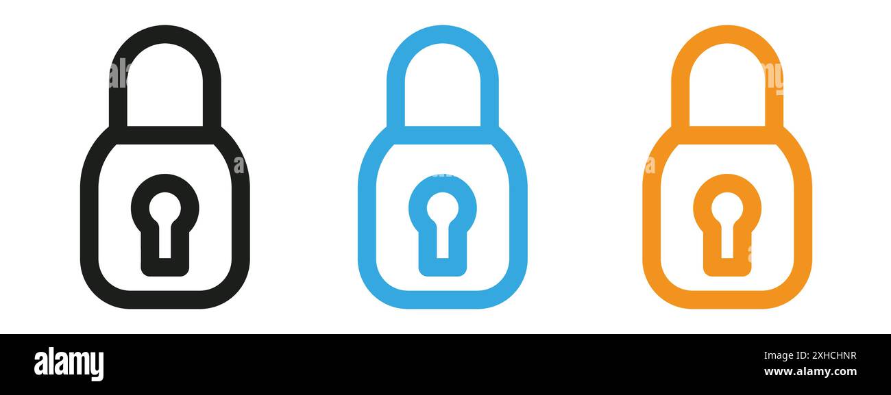 Padlock icon Vector symbol or sign set collection in black and white ...