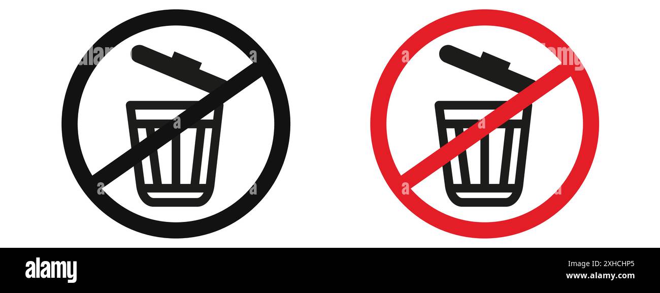 No trash sign Vector symbol or sign set collection in black and white ...